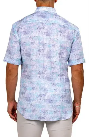 MACEOO Galileo Marthyr0237 Floral Short Sleeve Button-up Shirt - White