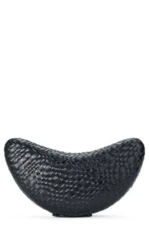 Staud Crescent Woven Leather Clutch