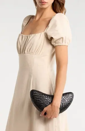 Staud Crescent Woven Leather Clutch