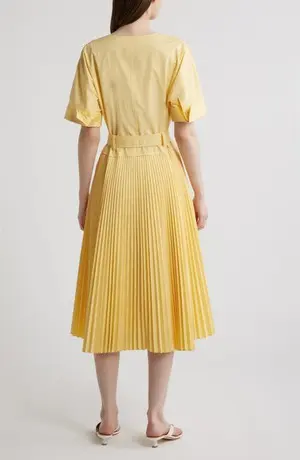 Kobi Halperin Loretta Pleated Midi Dress - Chamomille
