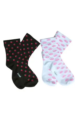 K BELL SOCKS Strawberry & Lips Assorted Quarter Socks