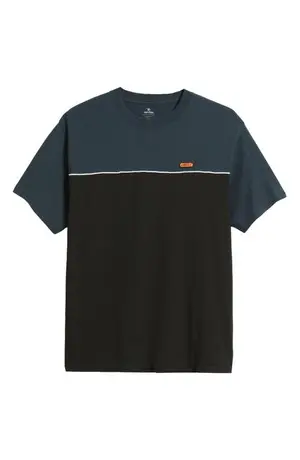 Rip Curl Halfa Panel Cotton T-shirt - Black/navy