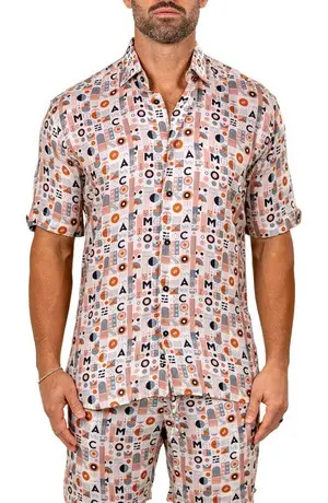 MACEOO Galileo Marthy Short Sleeve Button-up Shirt - Pink