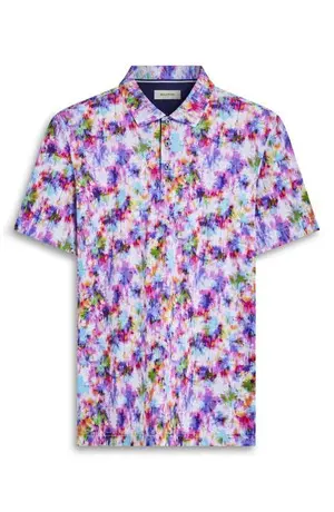 Bugatchi Hendrix Digital Watercolor Print Pima Cotton Polo - Fuchsia