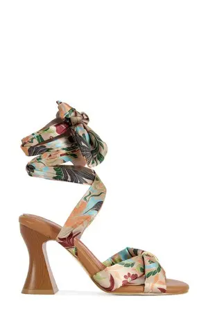 AZALEA WANG Elandra Ankle Wrap Sandal - Brown Multi
