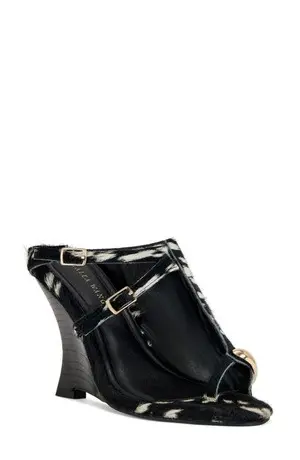 AZALEA WANG Giannis Calf Hair Wedge Sandal