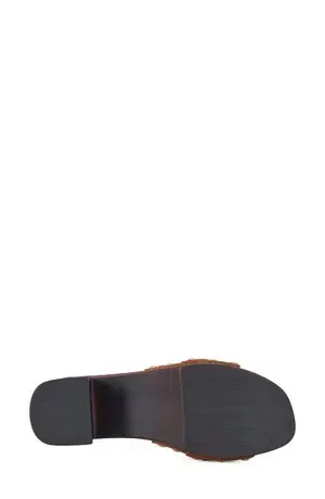 AZALEA WANG Suede Platform Sandal With Studs And Horsebit Hardware - Brown