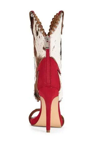 AZALEA WANG Tahlie Genuine Calf Hair Stiletto Sandal - Red Multi