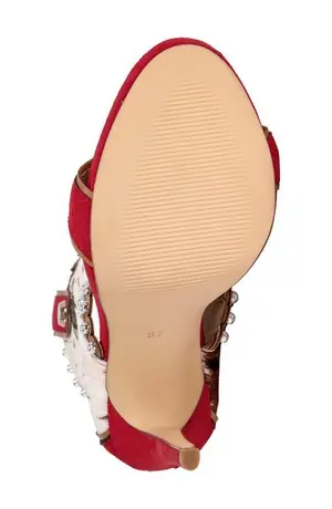 AZALEA WANG Tahlie Genuine Calf Hair Stiletto Sandal - Red Multi