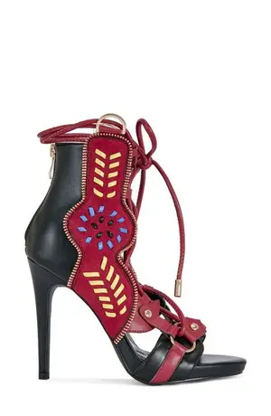 AZALEA WANG Shainia Peep-toe Stiletto Booties - Black Multi