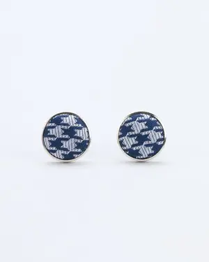 KNOTTERY & CO Houndstooth Heritage Silk Cufflinks - Navy