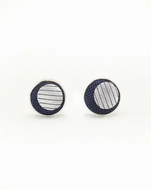 KNOTTERY & CO Polka Dot Silk Cufflinks - Navy
