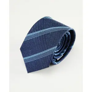 KNOTTERY & CO Triple-striped Silk Jacquard Tie - Navy