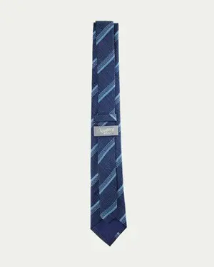 KNOTTERY & CO Triple-striped Silk Jacquard Tie
