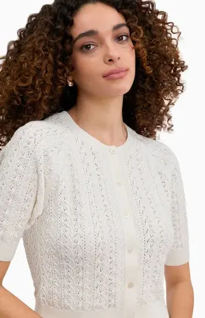 Rebecca Taylor Verana Knit Cardigan - Ivory