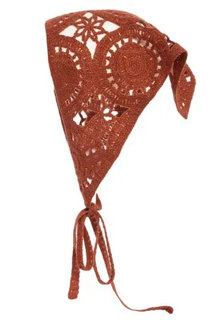 Treasure & Bond Crochet Trim Bandana - Rust