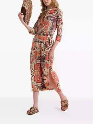 Malìparmi Paisley-print Midi Dress - Orange