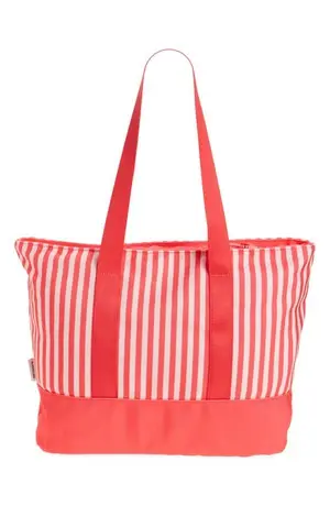DOCK AND BAY Stripe Canvas Beach Tote - Raspberry Road