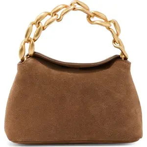 REISS Peony Suede Top Handle Bag - Tan