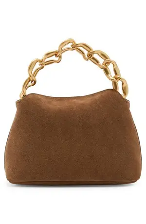 REISS Peony Suede Top Handle Bag - Tan