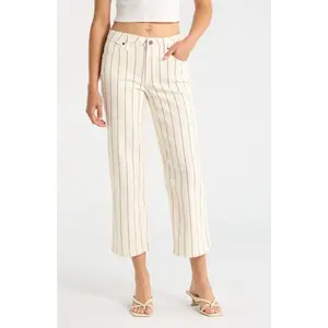 CITY BLUES Stripe Straight Leg Jeans