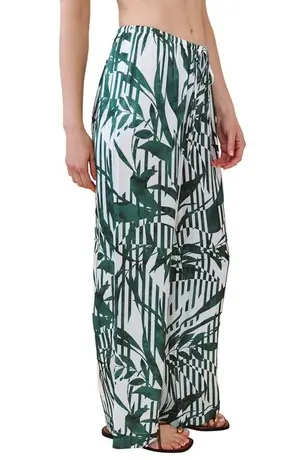 Bella Dahl Abstract Leaf Print Wide Leg Pants