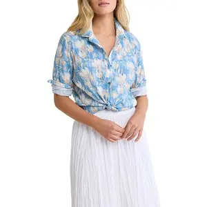 NZ BY NIC AND ZOE Floral Print Crinkle Cotton Shirt
