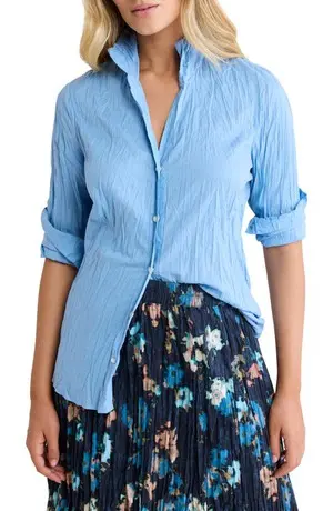 NZ BY NIC AND ZOE Core Cotton Long Sleeve Button-up Shirt - Zephyr