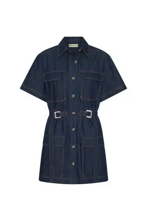 NICHOLAS Rianne Denim Mini Shirt Dress - Indigo