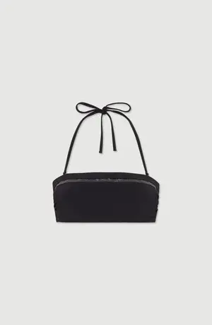 Brunello Cucinelli Bandeau Bikini Top With Monili - Black