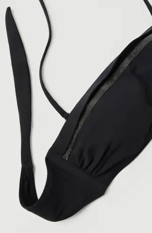 Brunello Cucinelli Bandeau Bikini Top With Monili - Black