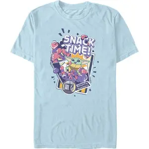 STAR WARS: THE MANDALORIAN AND GROGU The Child Happy Snack Time Short Sleeve Graphic T-shirt - Light Blue