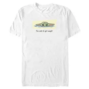 STAR WARS: THE MANDALORIAN AND GROGU Too Cute To Get Caught Short Sleeve Graphic T-shirt - White