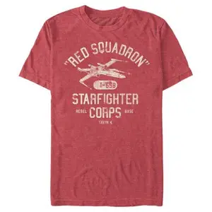 STAR WARS: A NEW HOPE Rebel X-wing Starfighter Corps Collegiate Short Sleeve Graphic T-shirt - Red Heather