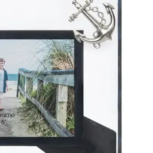 BEACHCOMBERS Glass 4x6 Photo Frame With Pewter Anchor