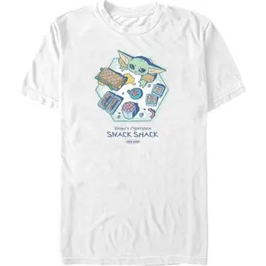 STAR WARS: THE MANDALORIAN AND GROGU Star Wars The Mandalorian And Grogu The Child Hyperspace Snack Shack Graphic T-shirt - White