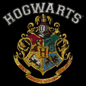 HARRY POTTER Vintage Hogwarts Crest White Short Sleeve Graphic T-shirt - Black