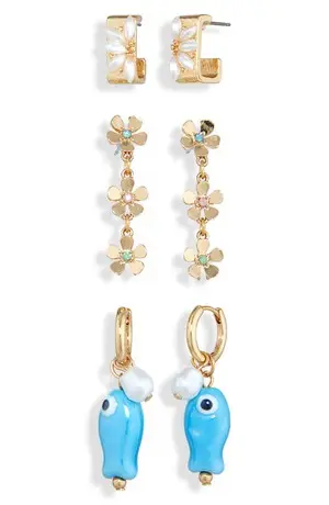 Bp. Fish Hoop & Drop Earring Set Of 3