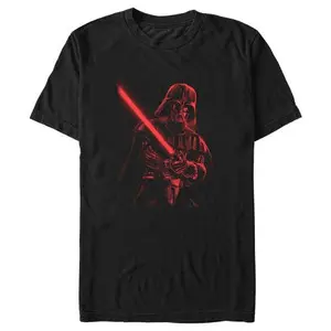 STAR WARS: A NEW HOPE Darth Vader Red Saber Short Sleeve Graphic T-shirt - Black
