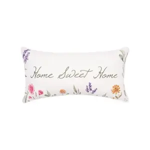 C&F HOME Home Sweet Home" April Showers Cotton Blend Lumbar Accent Pillow 12" X 24 - White