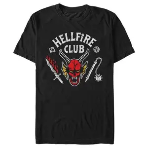 STRANGER THINGS Netflix Hellfire Club Costume Graphic T-shirt - Black