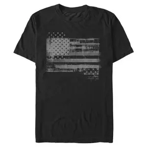 LOST GODS Monochromatic American Flag Short Sleeve Graphic T-shirt - Black