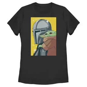 STAR WARS: THE MANDALORIAN AND GROGU Retro Animated Graphic T-shirt - Black