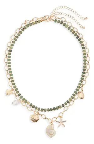 Bp. Set Of 2 Bead & Charm Necklaces - Gold Multi
