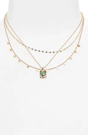 Bp. Pendant And Layered Chain Necklace Set