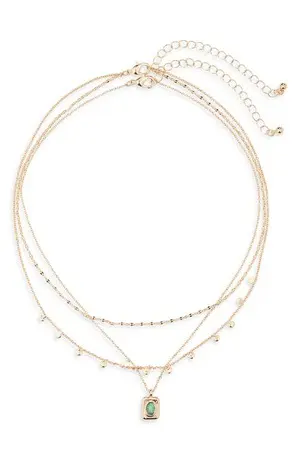 Bp. Pendant And Layered Chain Necklace Set
