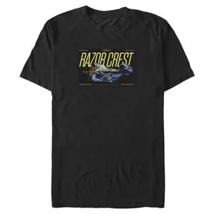 STAR WARS: THE MANDALORIAN AND GROGU Star Wars The Mandalorian And Grogu Bounty Hunter Razor Crest T Shirt - Black