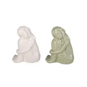 BEACHCOMBERS Ceramic Mermaid 2-piece Salt & Pepper Set 3.55 - Green