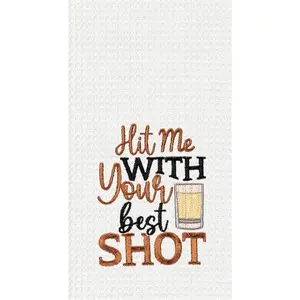 C&F HOME Hit Me With Your Best Shot" 100% Cotton Waffle Weave Dishtowel - Orange