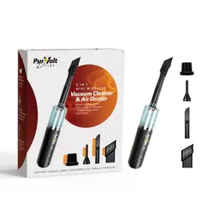 PURSONIC 2-in-1 Mini Wireless Vacuum Cleaner & Air Duster - Black